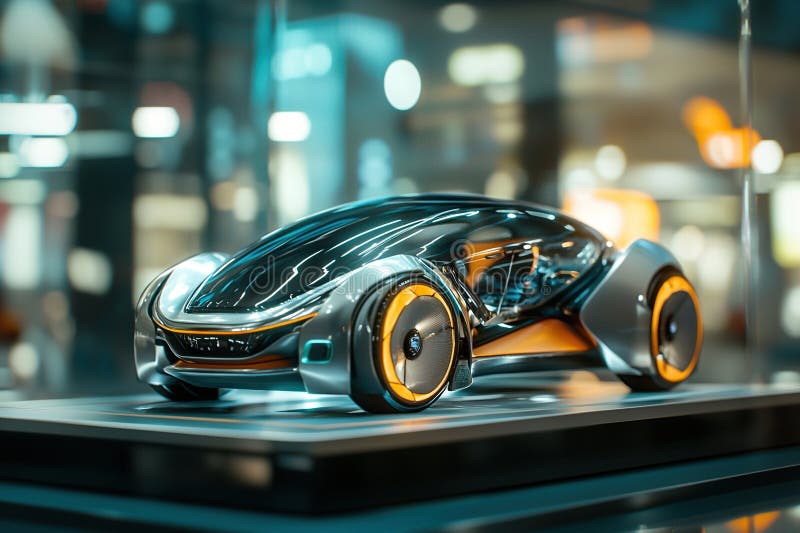 Futuristic Car Model in the Streets of a Modern City of the Future. Ai ...