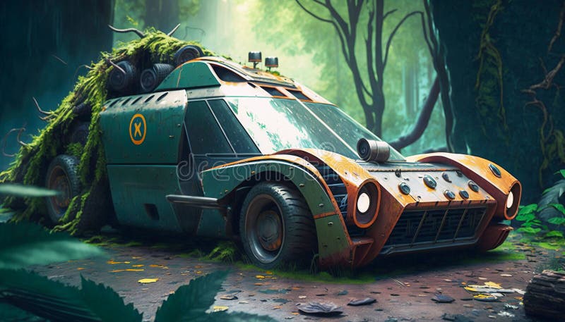 Futuristic Car in a Post-apocalyptic World Stock Illustration ...