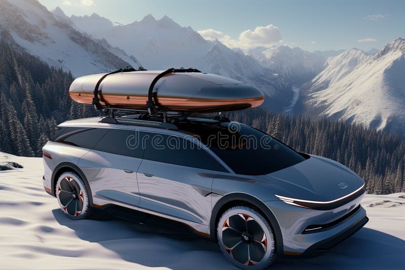 Futuristic Car with Roof Cargo Box. Generative AI Stock Illustration ...