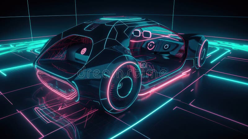 A Futuristic Car is Shown in the Dark. Generative AI Image. Stock ...