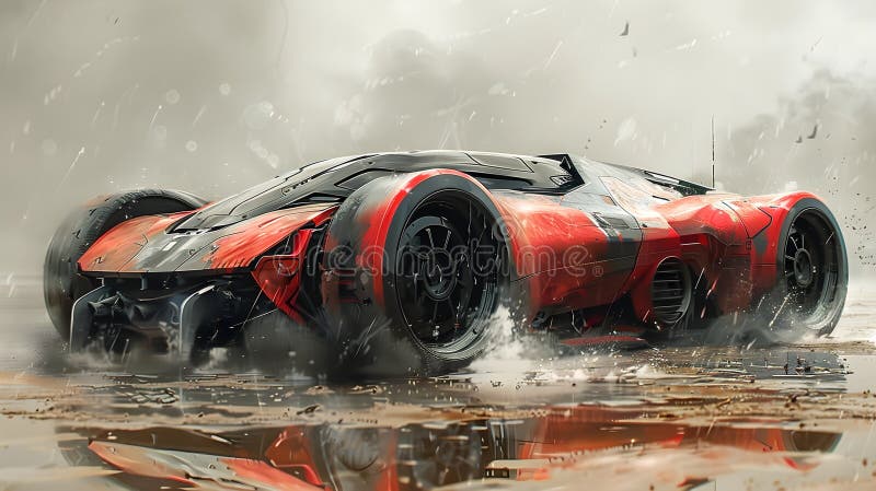 Futuristic Car Sketch in Dynamic Calligraphy Style Stock Illustration ...