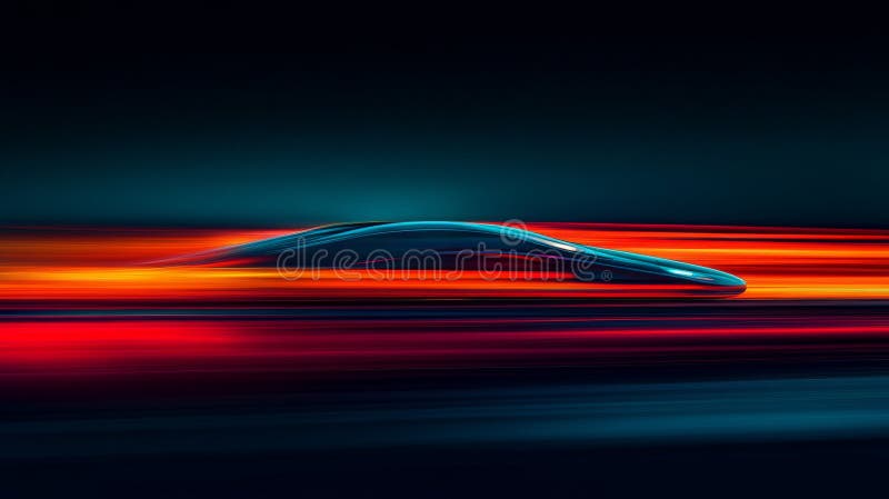 Futuristic Car Speeding through Night Cityscape with Vivid Lights Stock ...