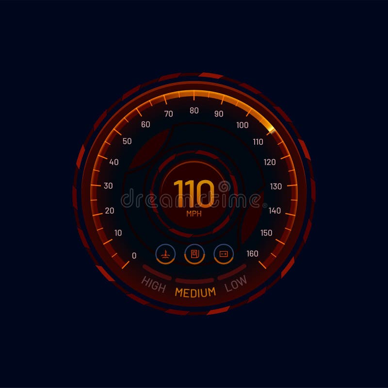 Futuristic Car Speedometer Gauge Dial, LED Meter Stock Vector ...