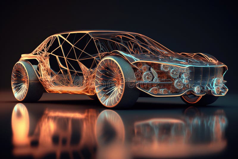 Futuristic Car Technology Concept with Wireframe Intersection ...