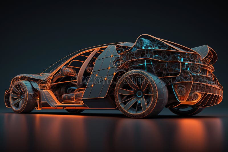 Futuristic Car Technology Concept with Wireframe Intersection ... Futuristic Car Technology Concept with Wireframe Intersection ...