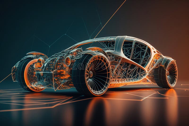 Futuristic Car Technology Concept with Wireframe Intersection ...