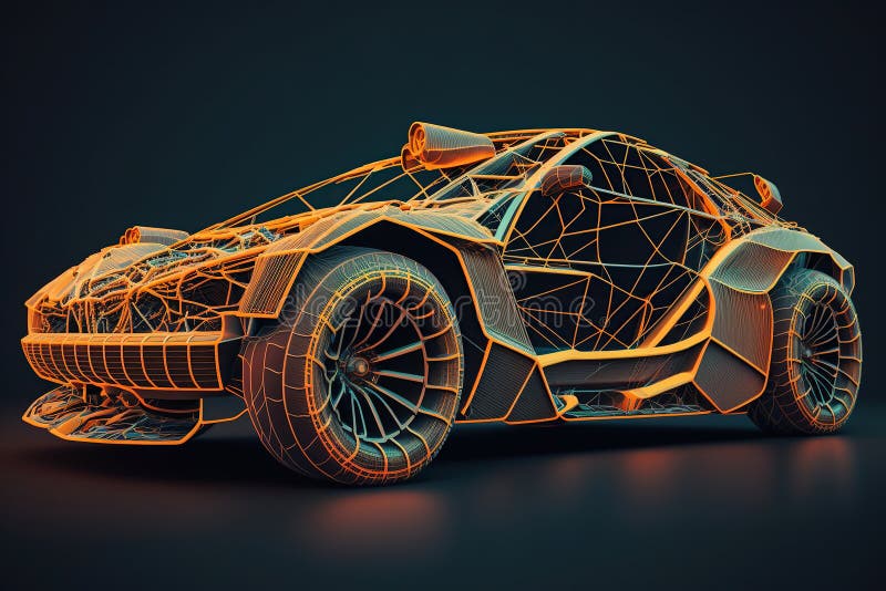 Futuristic Car Technology Concept with Wireframe Intersection ... Futuristic Car Technology Concept with Wireframe Intersection ...