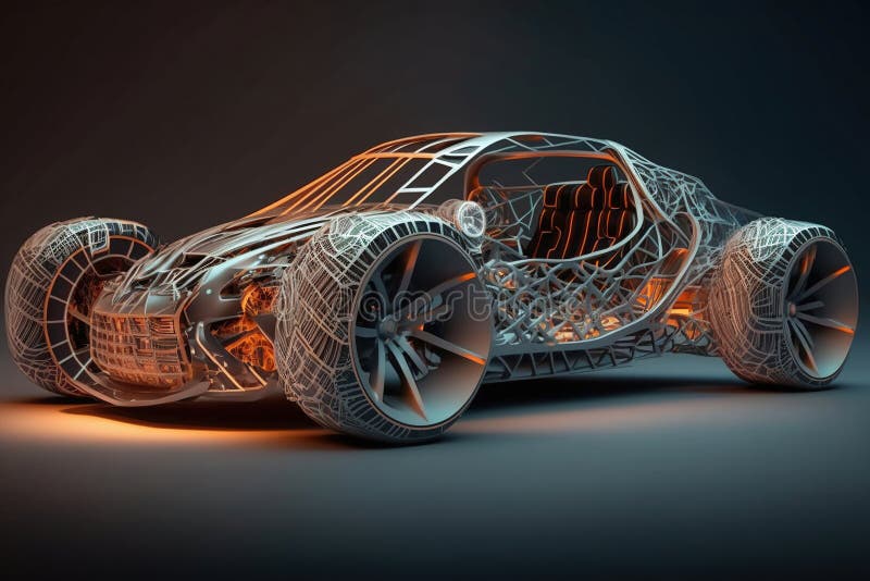 Futuristic Car Technology Concept with Wireframe Intersection ...