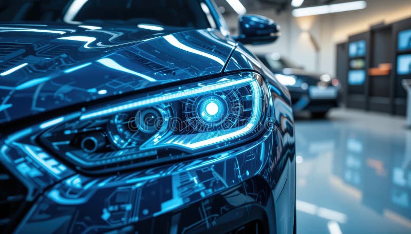 Futuristic Car Technology with LED Headlight in Modern Automotive ...