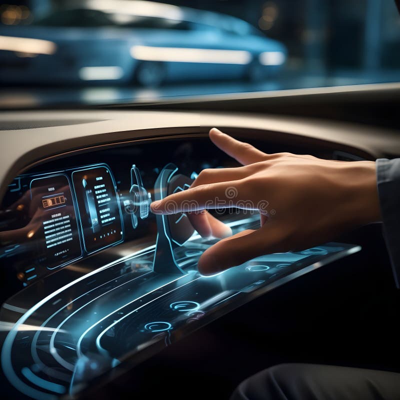 Futuristic Car Vehicle Driver Dashboard Finger Hand AI Stock ...