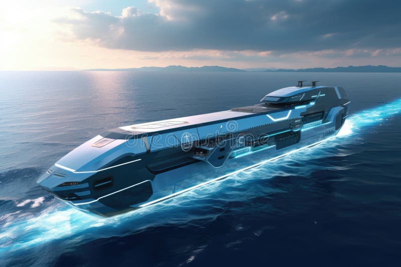 Futuristic Cargo Ship of the Future. Stock Photo - Image of ...