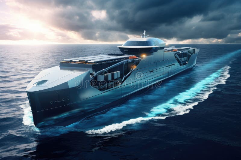 Futuristic Cargo Ship of the Future. Stock Photo - Image of cargo ...