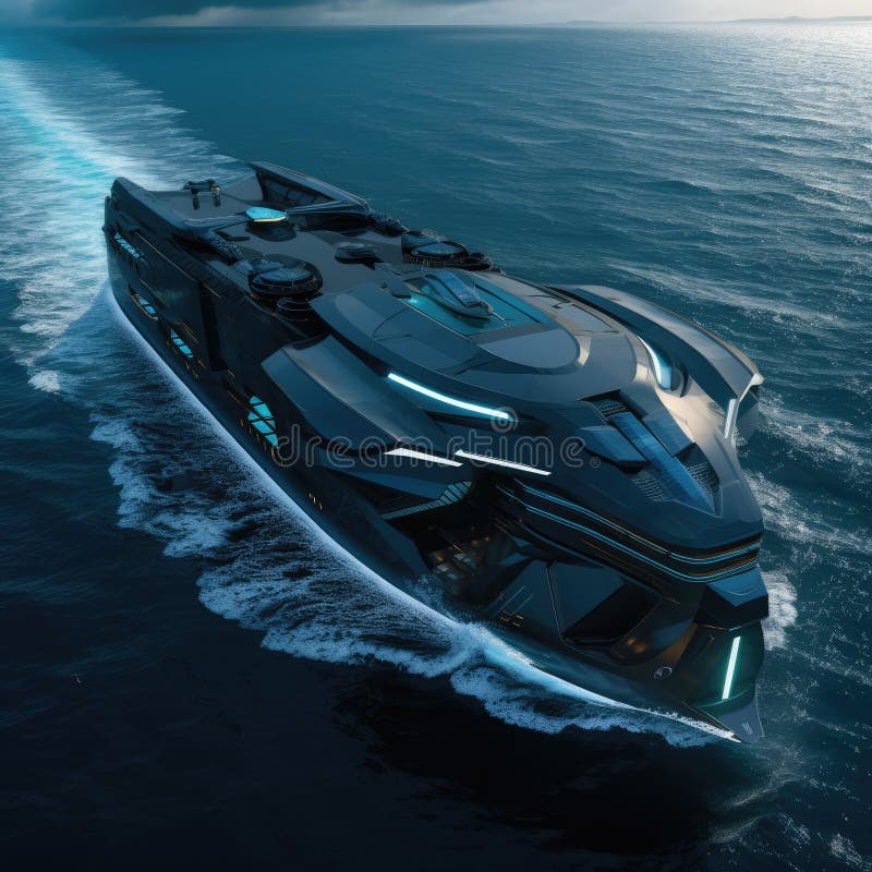 Futuristic Cargo Ship of the Future. Stock Illustration - Illustration ...