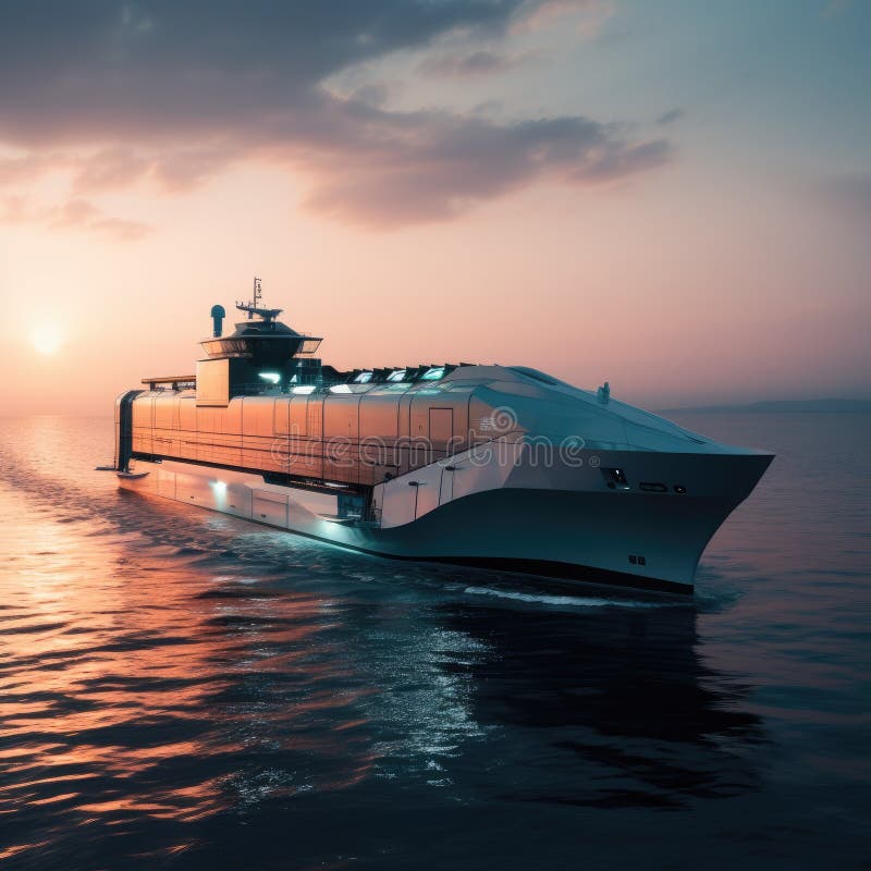 Futuristic Cargo Ship of the Future. Stock Illustration - Illustration ...