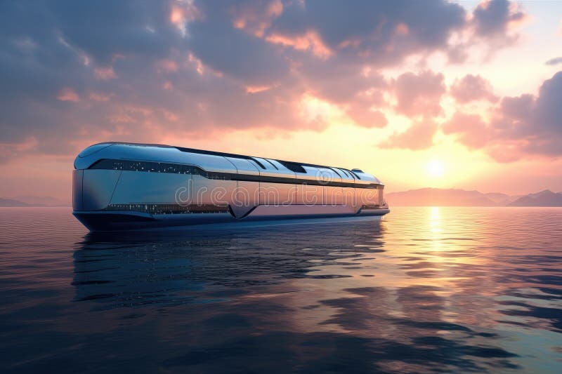 Futuristic Cargo Ship of the Future. Stock Illustration - Illustration ...