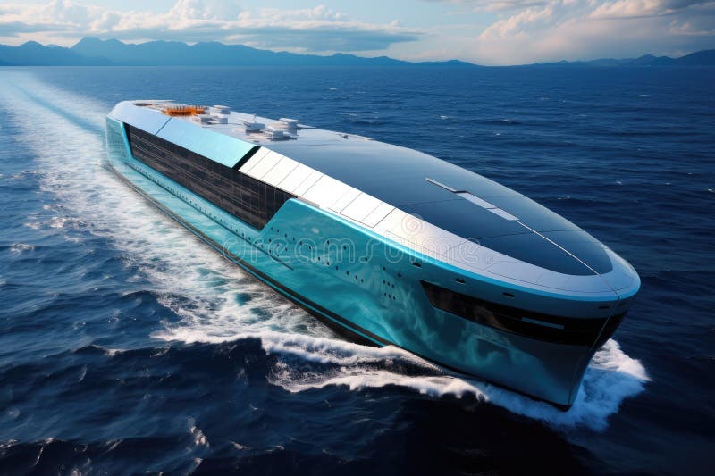 Futuristic Cargo Ship of the Future. Stock Illustration - Illustration ...