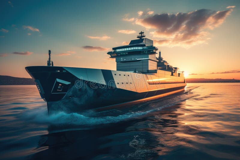 Futuristic Cargo Ship of the Future. Stock Illustration - Illustration ...