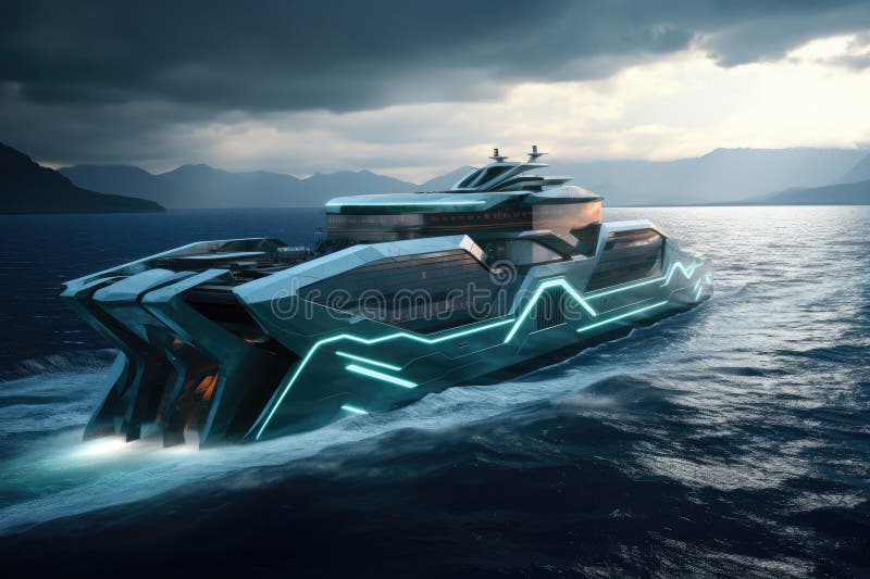 Futuristic Cargo Ship of the Future. Stock Illustration - Illustration ...