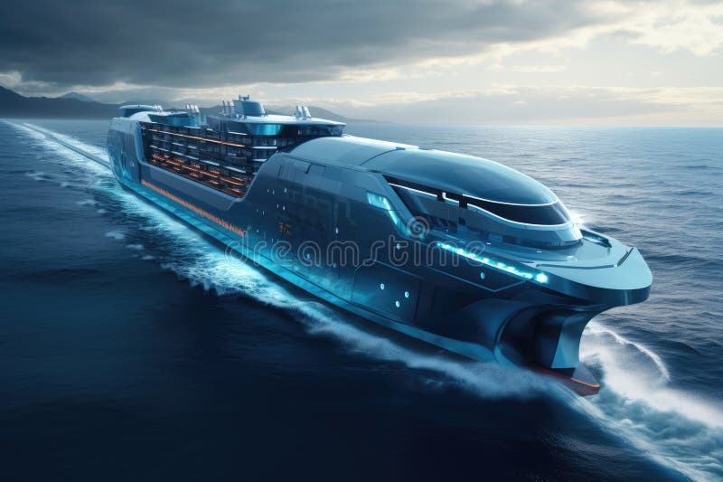 Futuristic Cargo Ship of the Future. Stock Illustration - Illustration ...