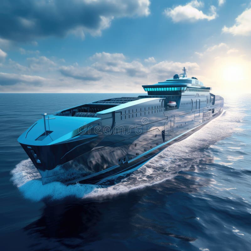 Futuristic Cargo Ship of the Future. Stock Illustration - Illustration ...