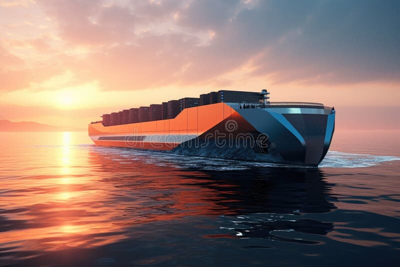 Futuristic Cargo Ship of the Future. Stock Illustration - Illustration ...