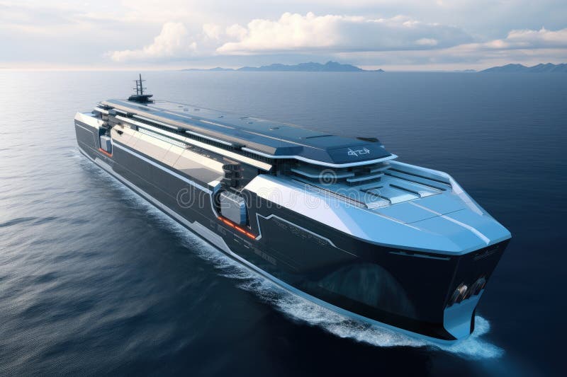 Futuristic Cargo Ship of the Future. Stock Illustration - Illustration ...