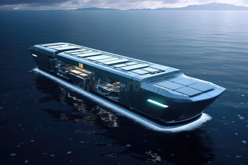Futuristic Cargo Ship of the Future. Stock Illustration - Illustration ...