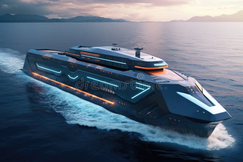 Futuristic Cargo Ship of the Future. Stock Image - Image of streamlined ...