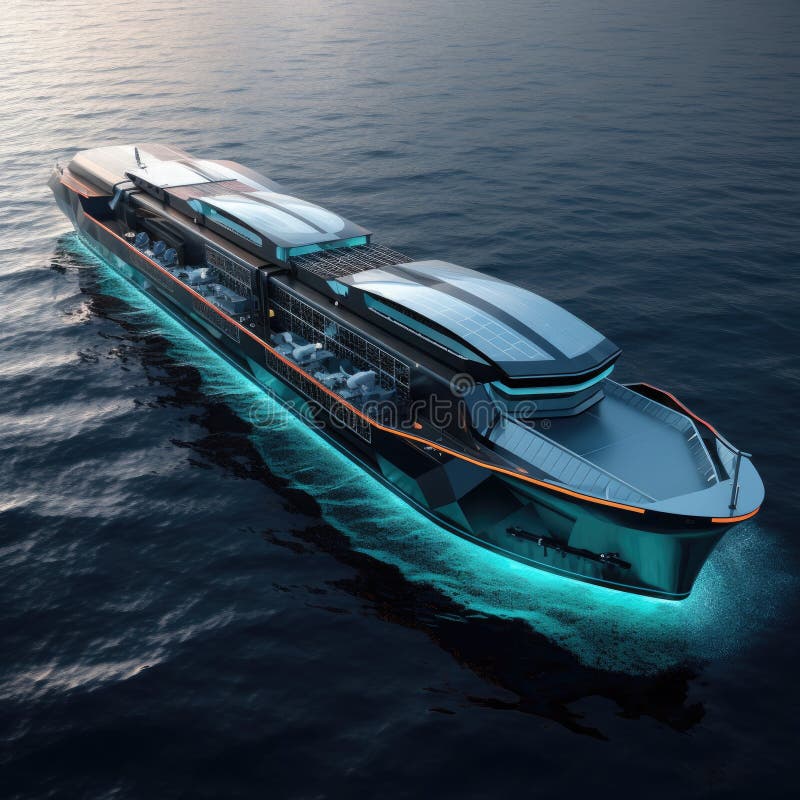 Futuristic Cargo Ship of the Future. Stock Illustration - Illustration ...