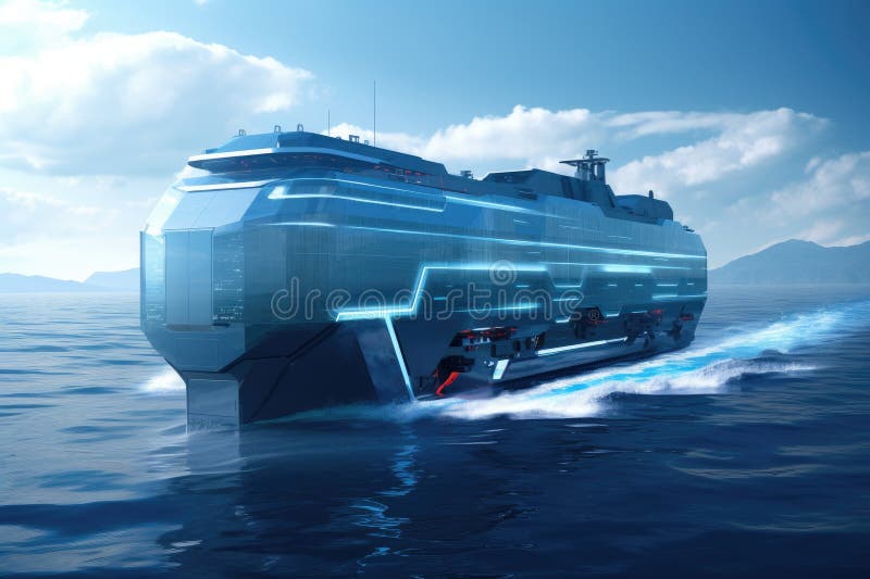 Futuristic Cargo Ship of the Future. Stock Illustration - Illustration ...
