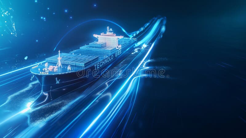 Futuristic Cargo Ship with Neon Lights Stock Image - Image of transport ...