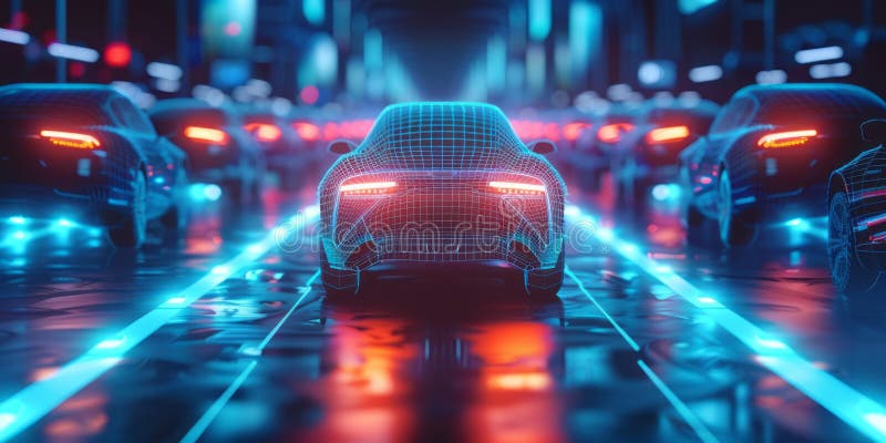 Futuristic Cars Driving in a Futuristic City Stock Image - Image of ...