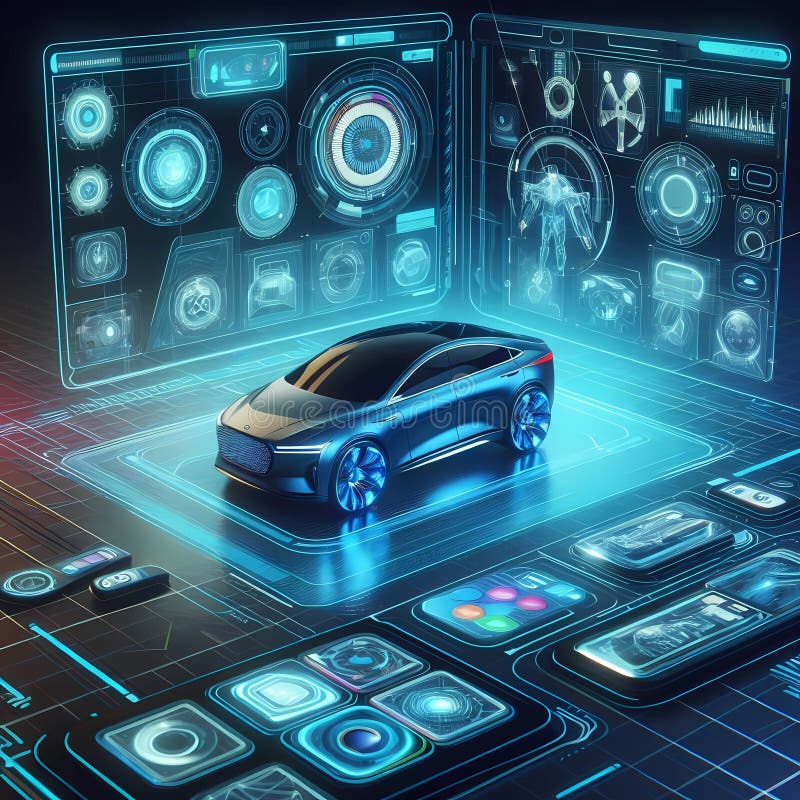 Futuristic Cars Navigating through a Sleek, Technologically Advanced ...