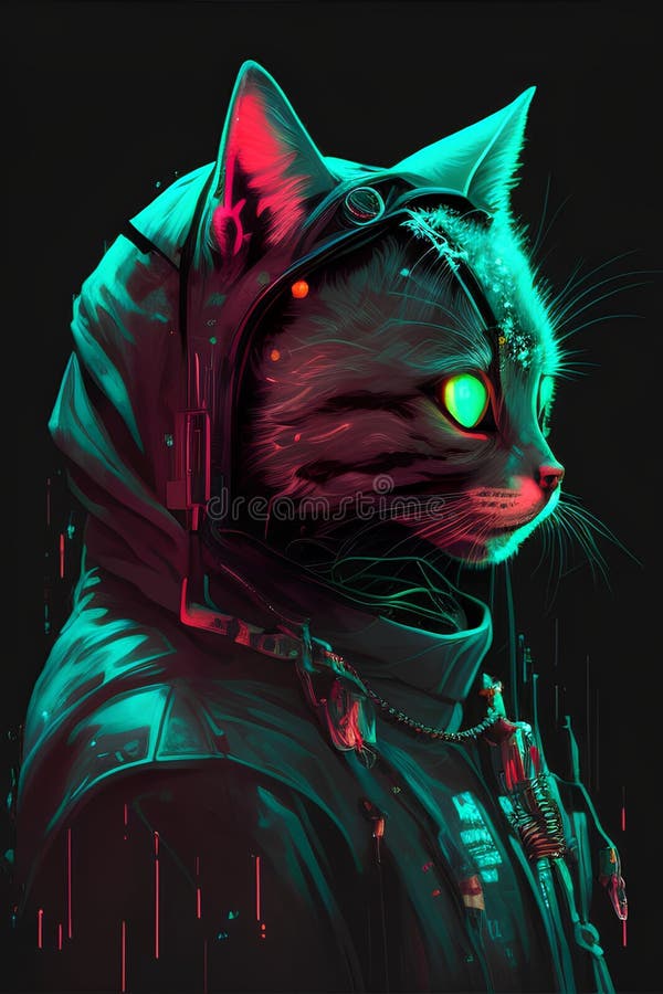 Futuristic Cat in Space Suit. Sci-fi Illustration Stock Photo - Image ...