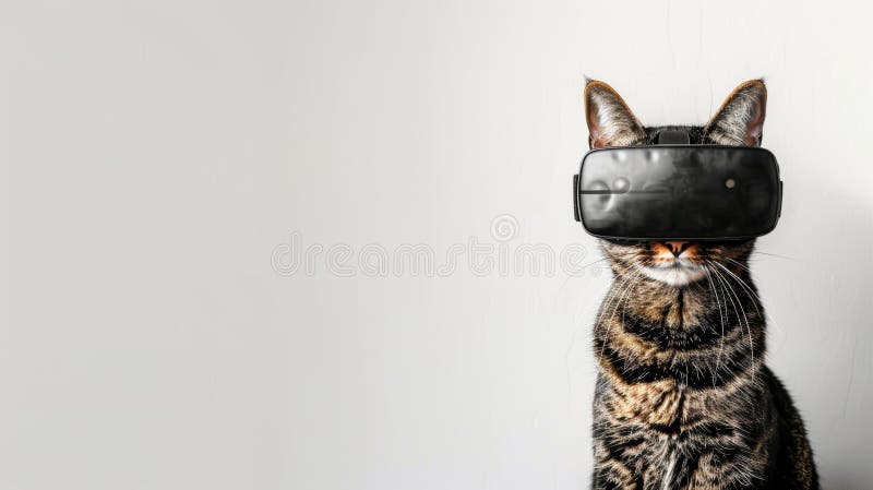 Futuristic Cat Wearing Virtual Reality Glasses Design with Ample Space ...