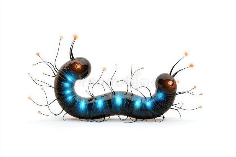 A Futuristic Caterpillar Design Featuring Glowing Elements and an ...