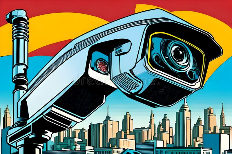Futuristic CCTV camera stock illustration. Illustration of cartoon ...