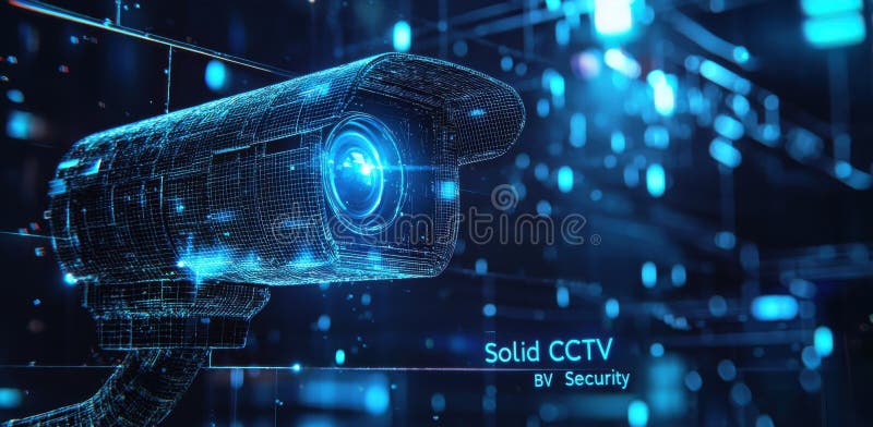 Futuristic Cctv Camera Digital Grid Design Advanced Security Stock ...
