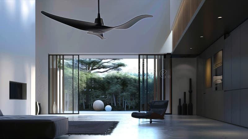 Futuristic Ceiling Fan with Smart Control Stock Illustration ...
