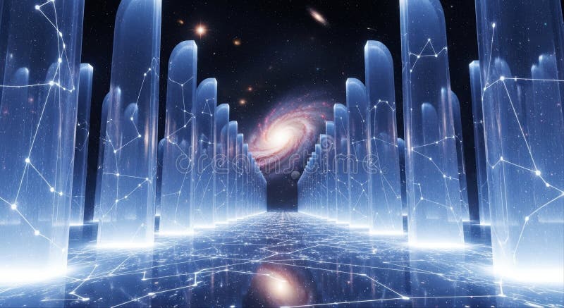 Futuristic Celestial Pathway with Glowing Constellation Patterns ...