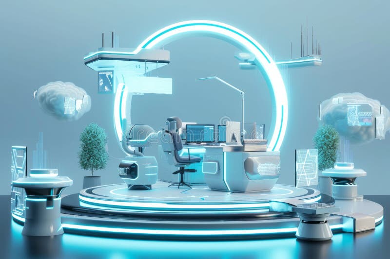 A Futuristic Center To Help Customers with Virtual Reality Stock Image ...