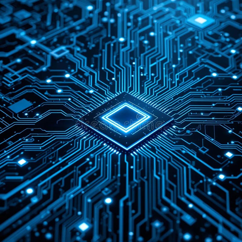 Futuristic Central Processing Unit (CPU) on Circuit Board with Glowing ...