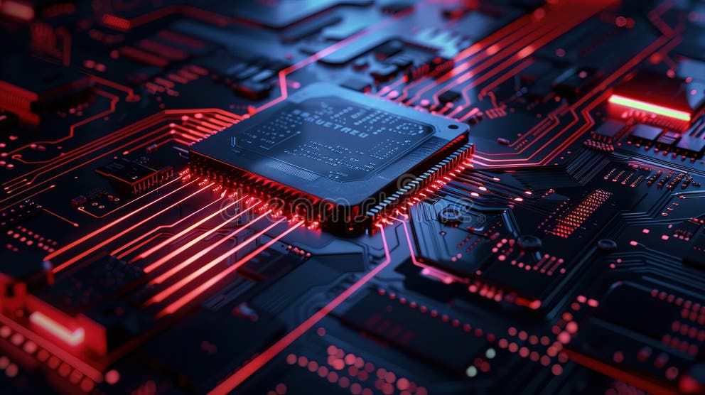 Futuristic Central Processor Unit Powerful Quantum CPU on Motherboard ...