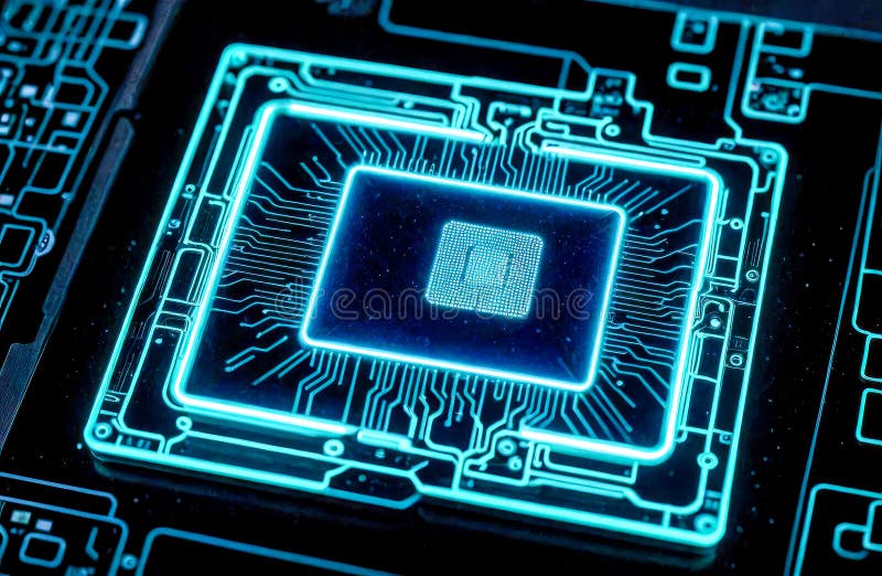 Futuristic Central Processor Unit. Powerful Quantum CPU on PCB ...