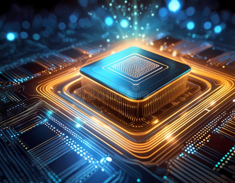 Futuristic Central Processor Unit. Powerful Quantum CPU on PCB ...