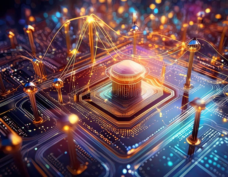 Futuristic Central Processor Unit. Powerful Quantum CPU on PCB ...