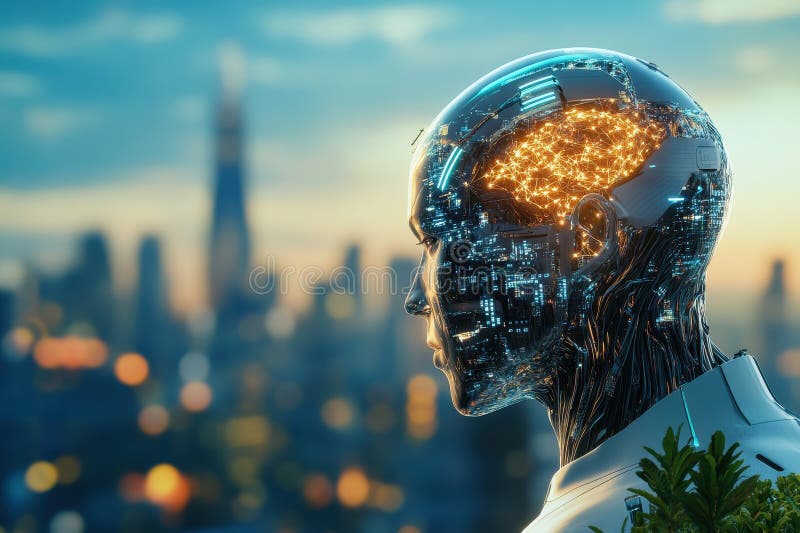 Futuristic CGI of Human Civilization with Advanced Technology Stock ...