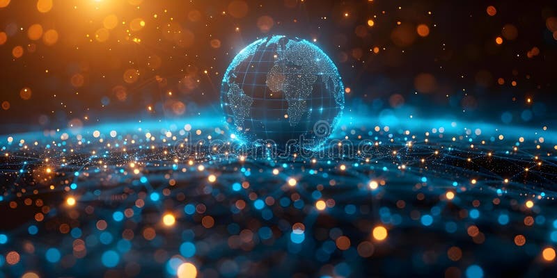 Futuristic CGI World Globe in Blue Symbolizing Human Connectivity and ...
