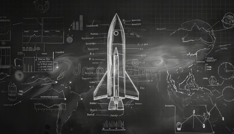 Futuristic Chalkboard Sketches Space Exploration, Technology, and ...
