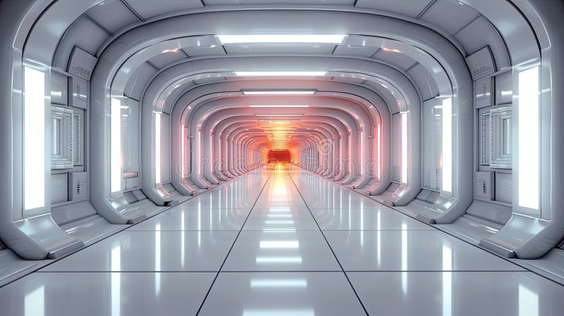 Futuristic Chamber with Glowing Circular Platform. Stock Illustration ...